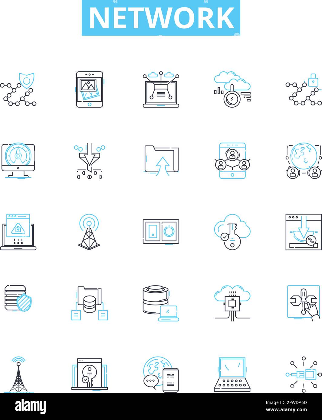 Network Vector Line Icons Set Network Connectivity Lan Wan System Infrastructure Wifi