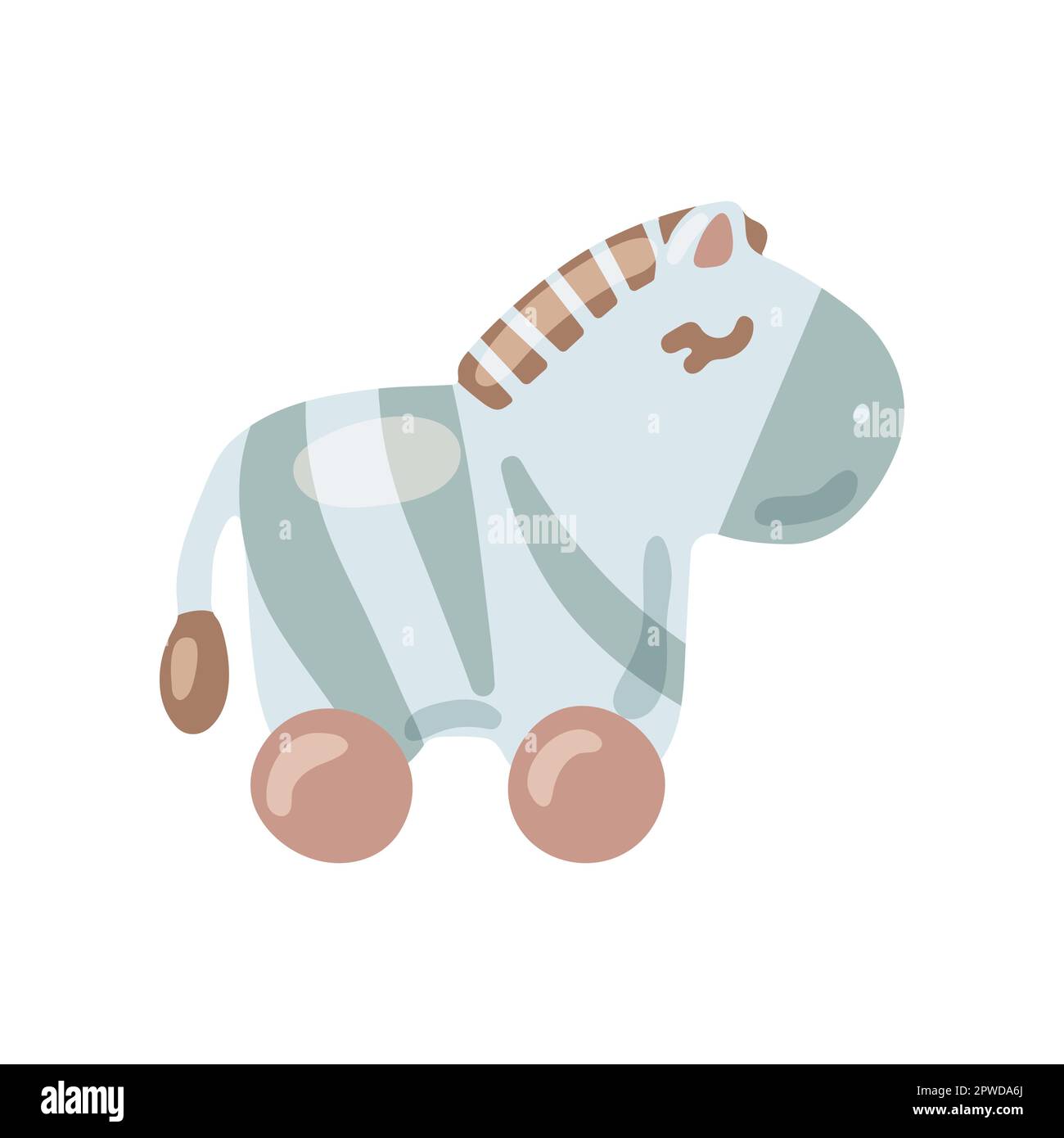 Nursery toy zebra on wheels in Boho style vector illustration Stock ...