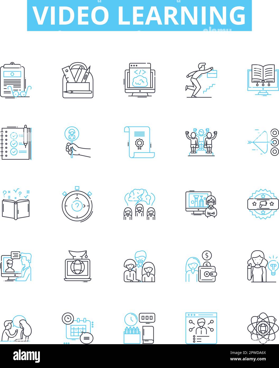 Video learning vector line icons set. Video, Learning, Course, Tutorial ...