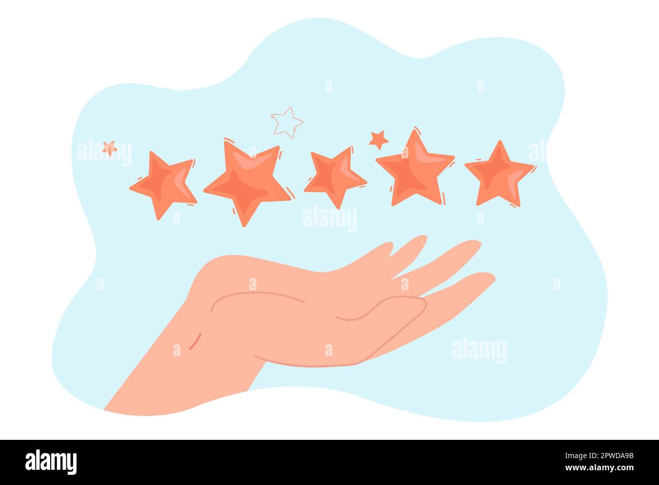 Rating stars on human hand flat vector illustration Stock Vector Image ...