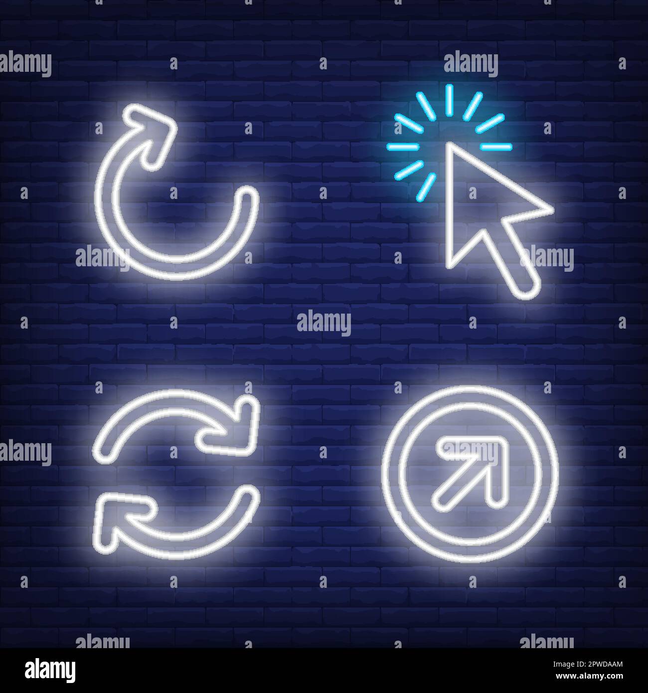 Mouse cursor click and arrows neon signs set Stock Vector Image & Art ...