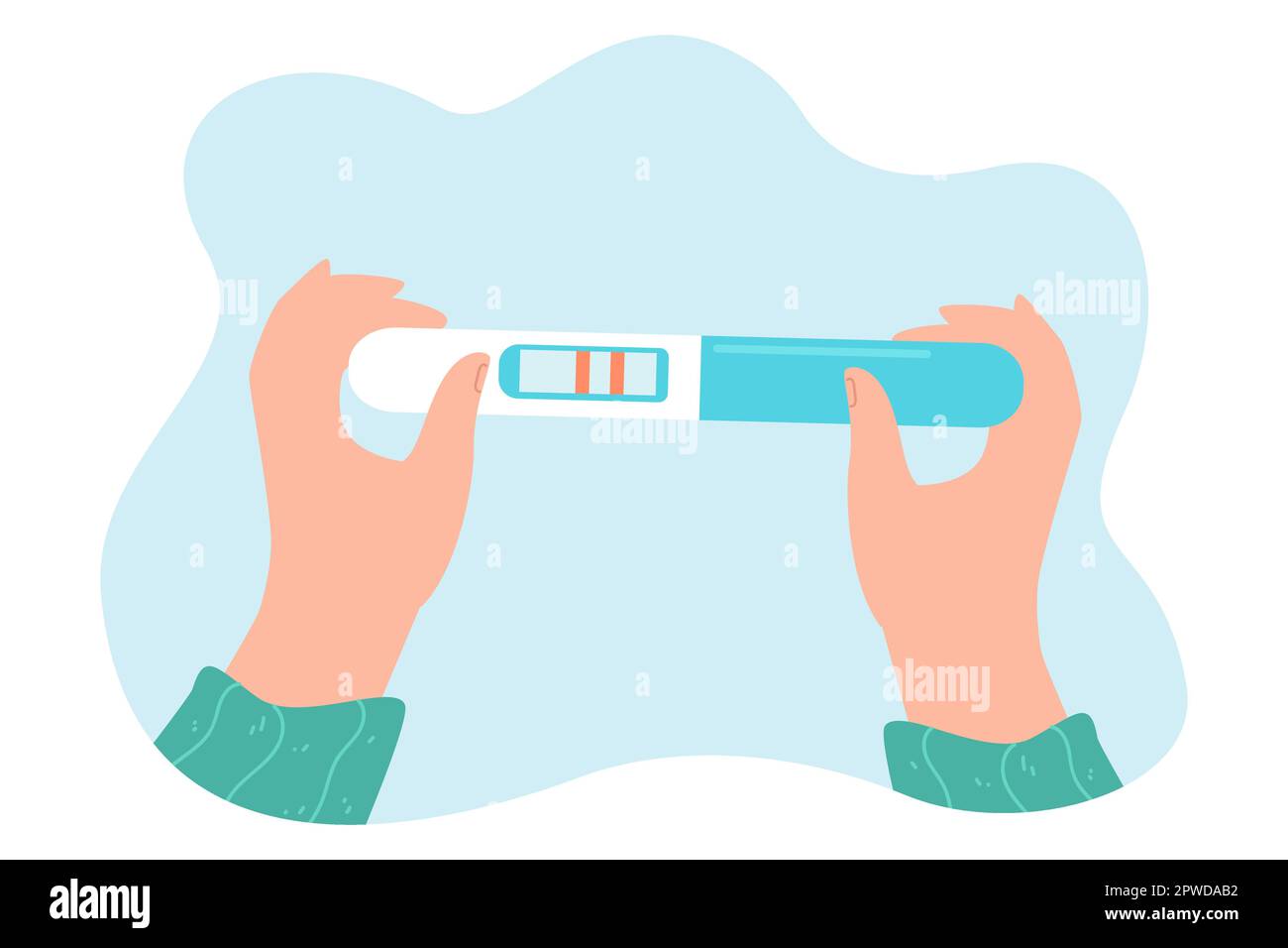 Positive Pregnancy Test In Womans Hands Flat Vector Illustration Stock