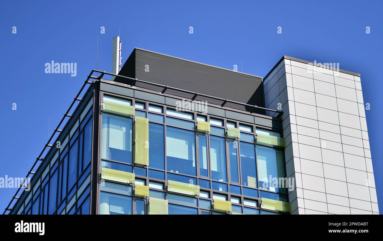 Abstract fragment of contemporary architecture, walls made of glass and ...