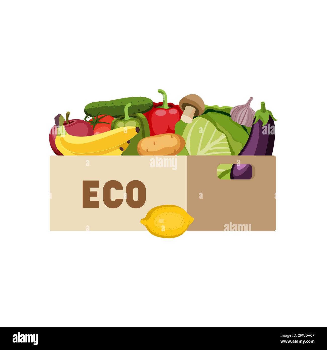 Fresh vegetables in reusable container vector illustration Stock Vector ...