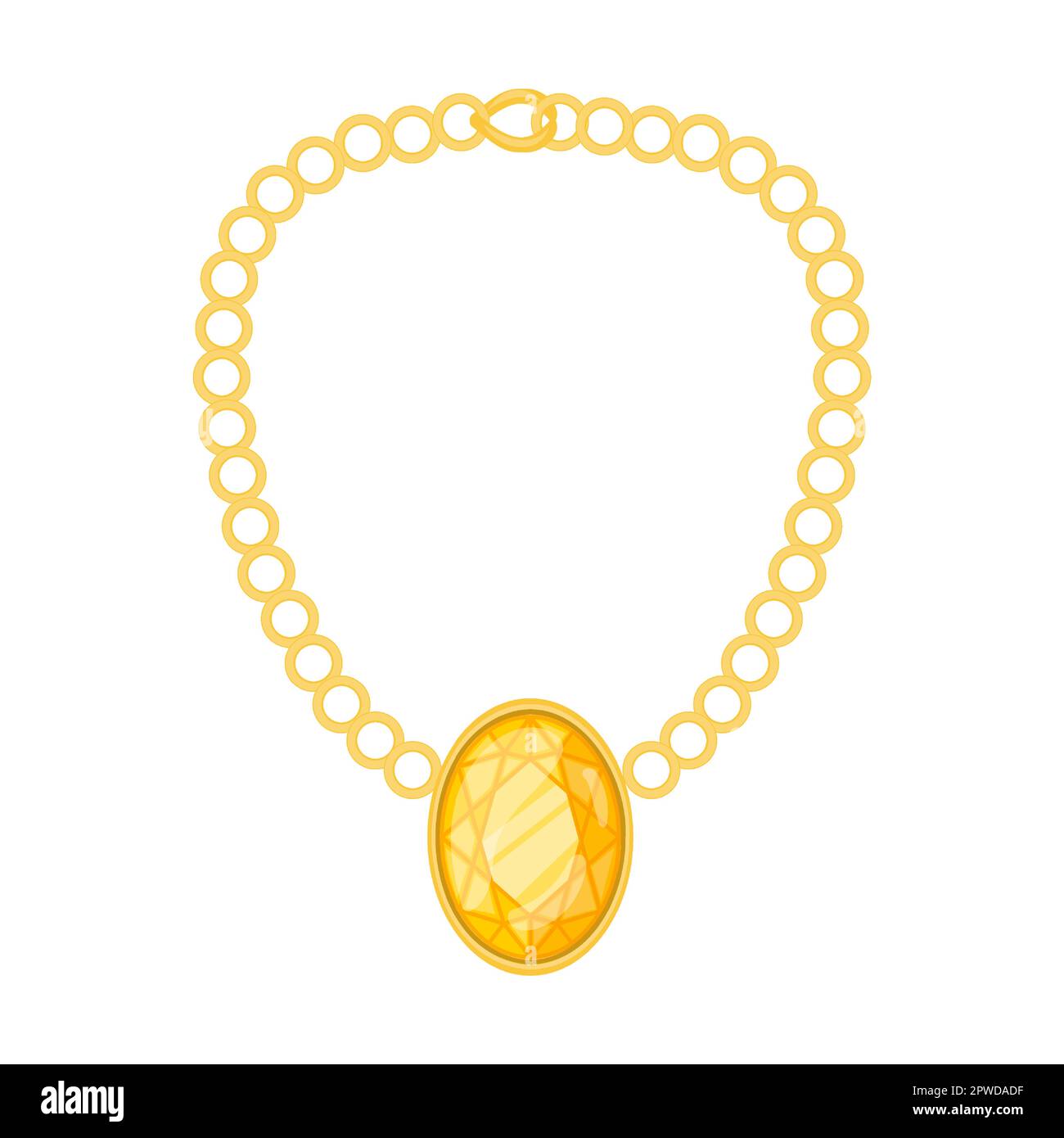 gold chain with a large stone jewelry vector illustration. Gold, silver ...