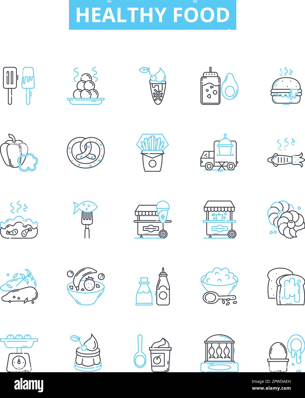 Healthy food vector line icons set. Organic, Nutritious, Balanced ...