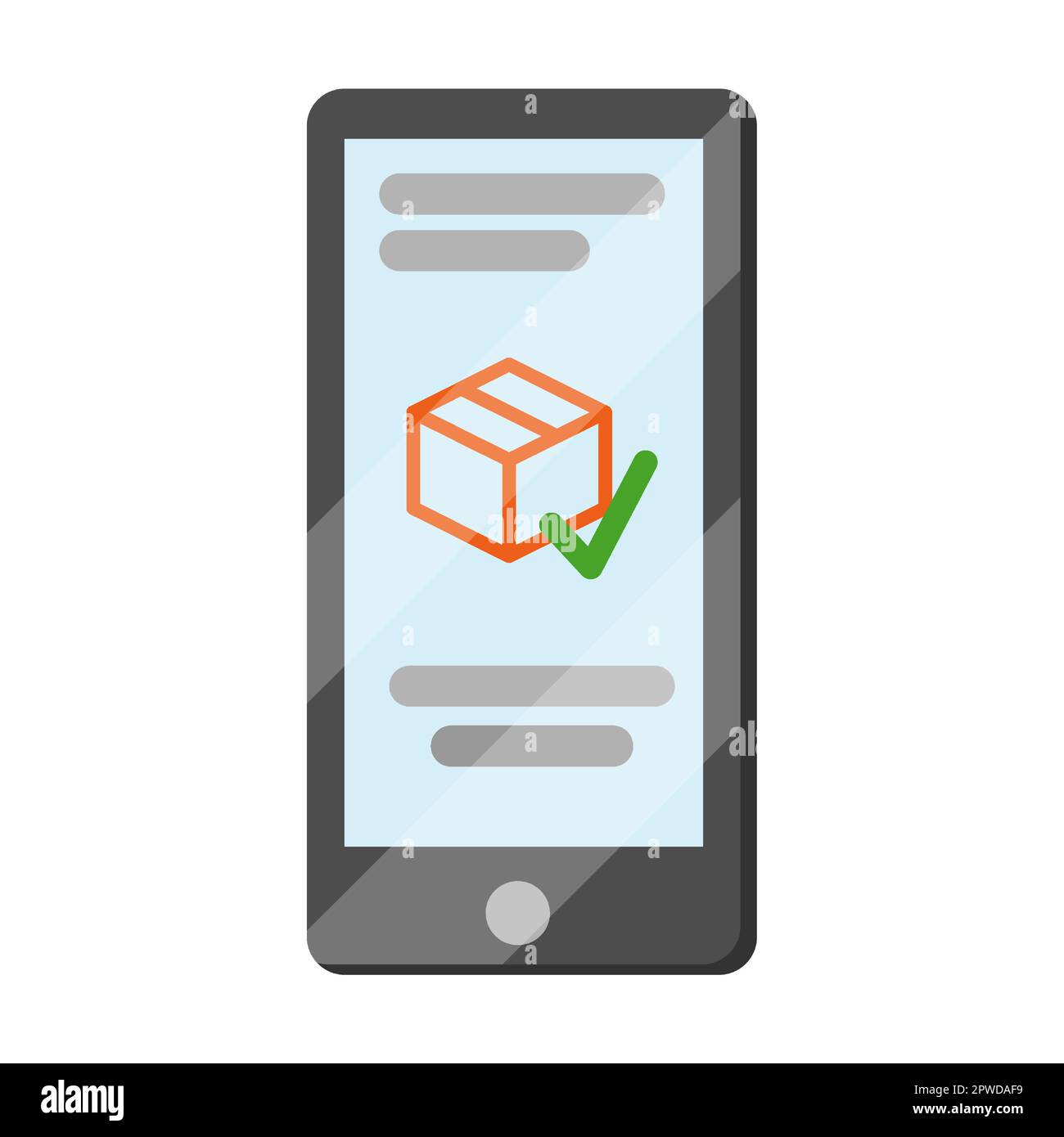 smartphone with paid order. Courier delivery element vector ...