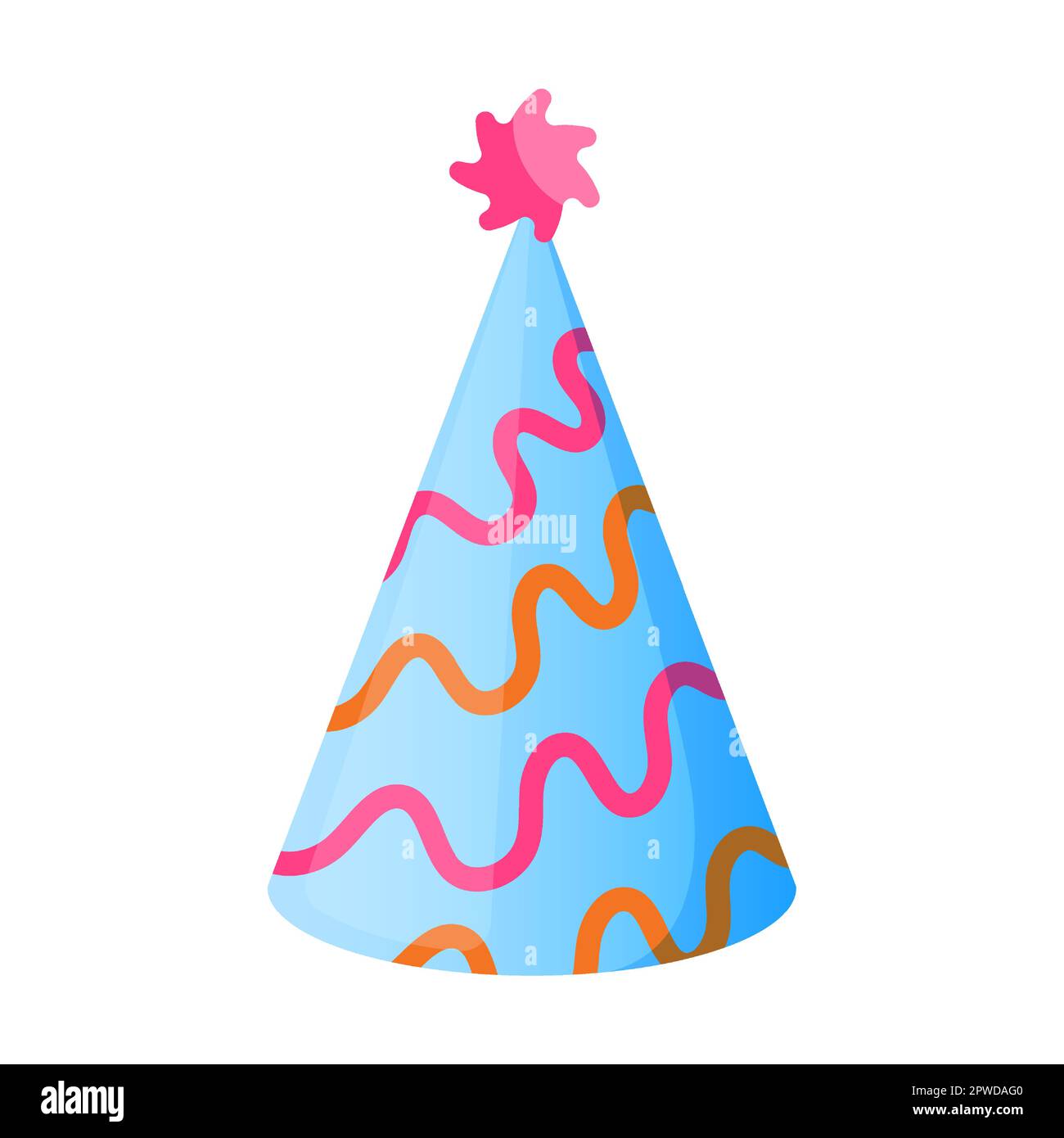 Cone colorful cap with zigzag pattern for happy birthday party. Vector ...