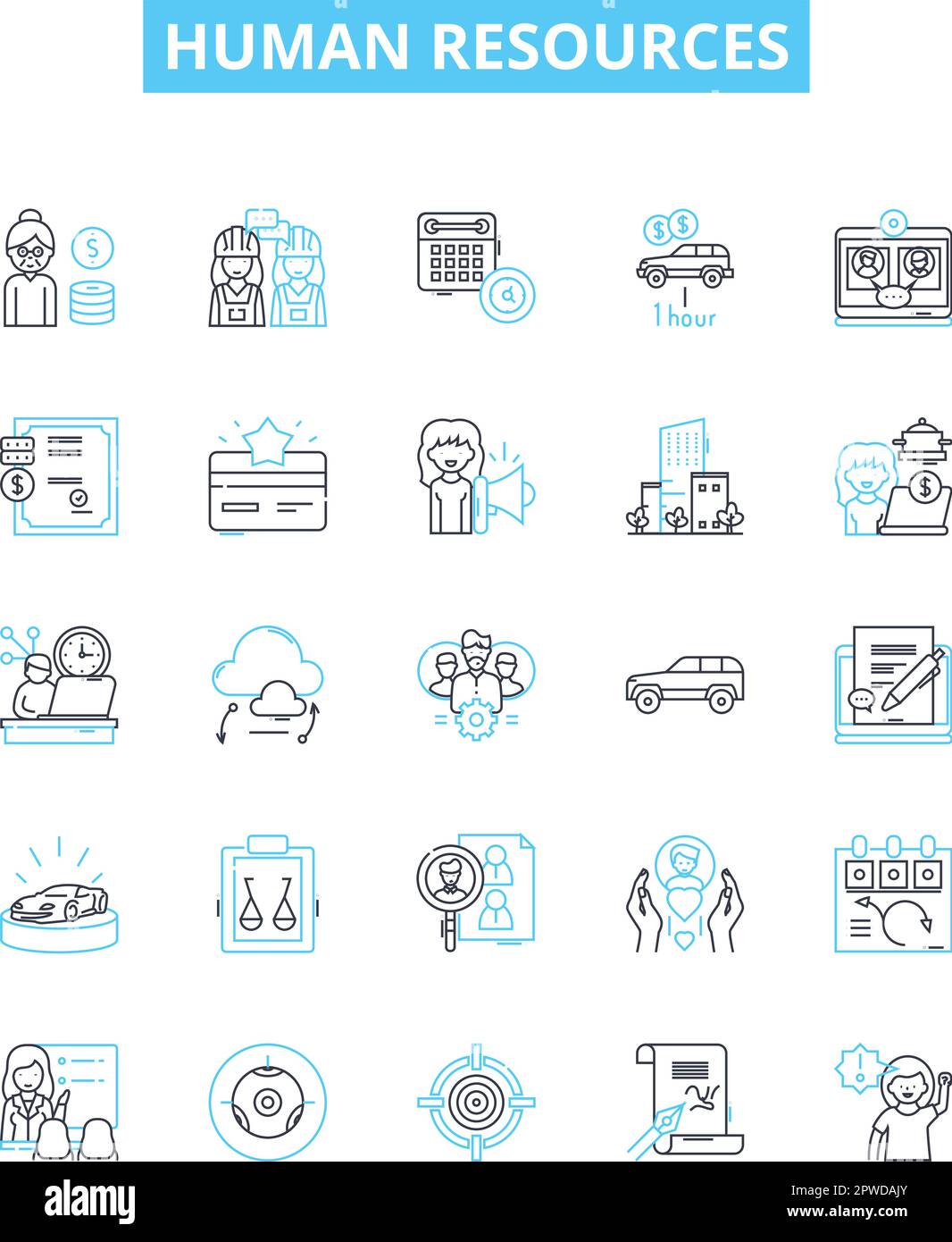 Human resources vector line icons set. Recruitment, Hiring, Job ...