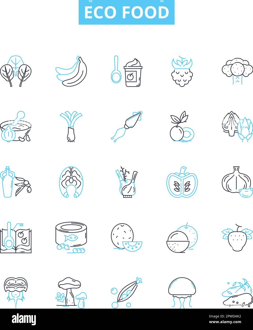 Eco food vector line icons set. Organic, Natural, Sustainable, Local ...