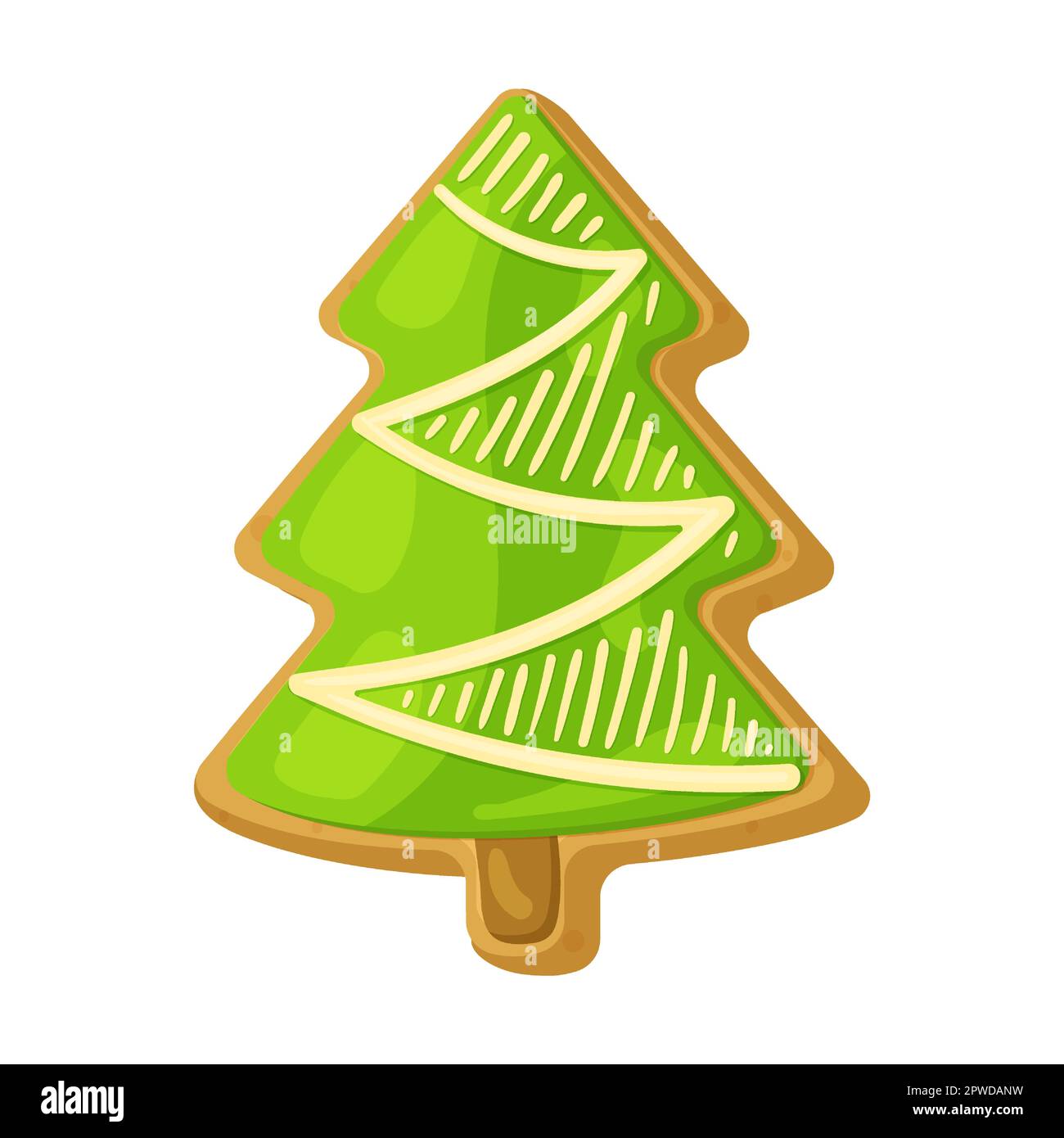 Homemade gingerbread Christmas tree in festive glaze with garlands and ...