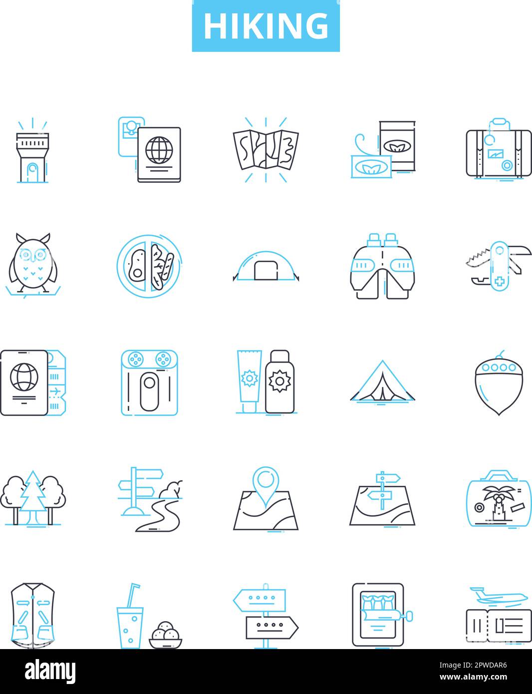 Hiking vector line icons set. Hiking, Trail, Walking, Trekking, Path ...