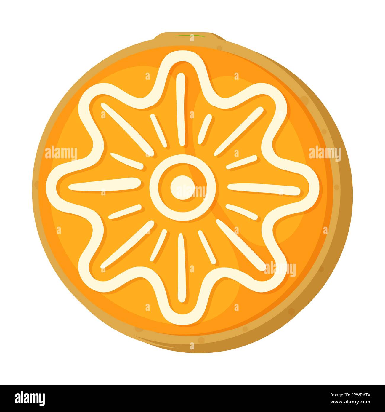 Homemade gingerbread round sunny shortbread, cookie vector illustration ...