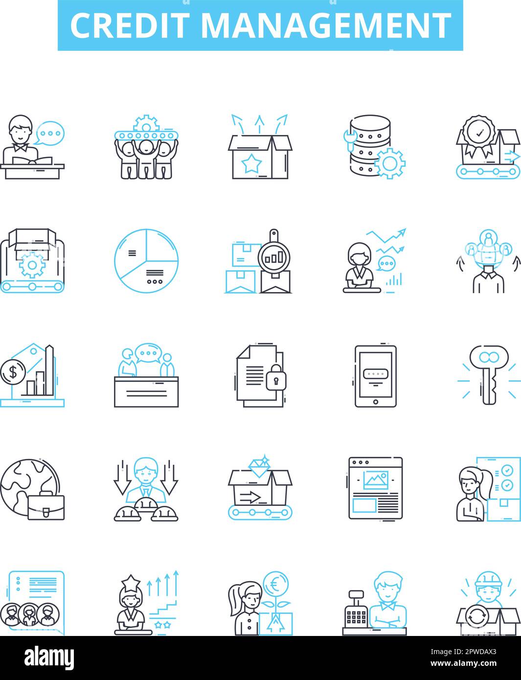 Credit management vector line icons set. Credit, Management, Debt, Financing, Collection, Score ...