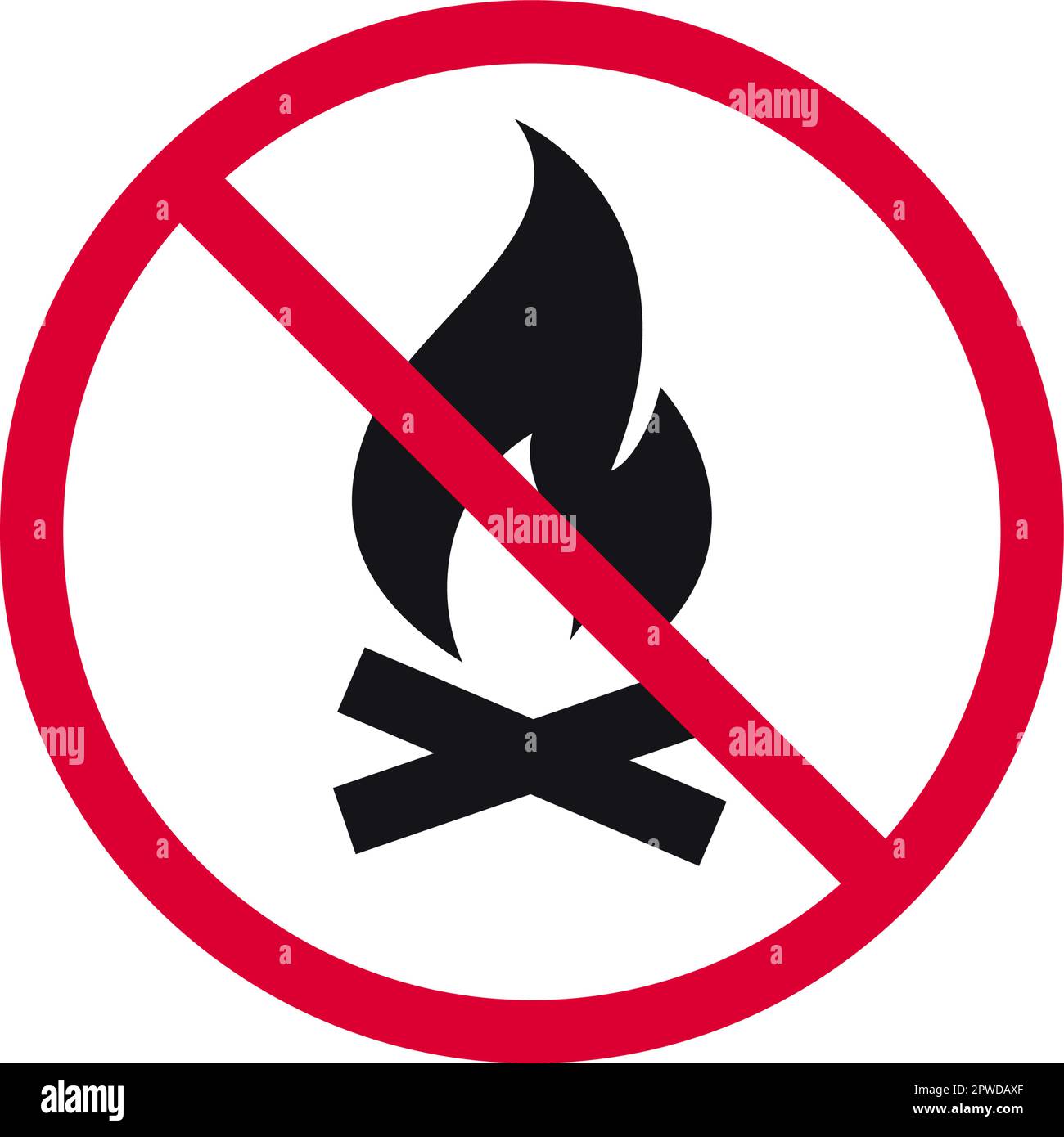 No campfired prohibited sign, no fire forbidden modern round sticker ...