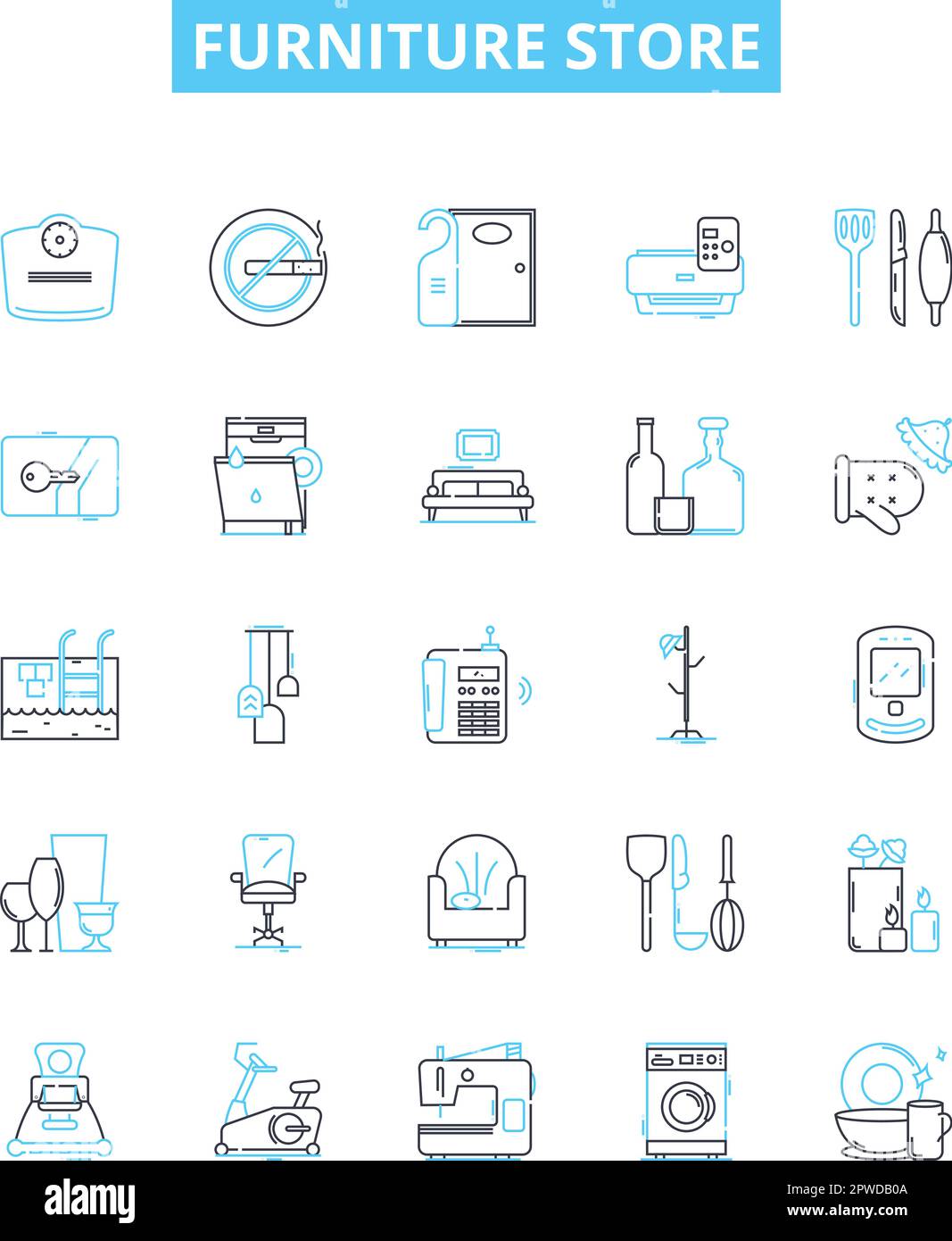 Furniture store vector line icons set. Furniture, Store, Sofa, Chair ...