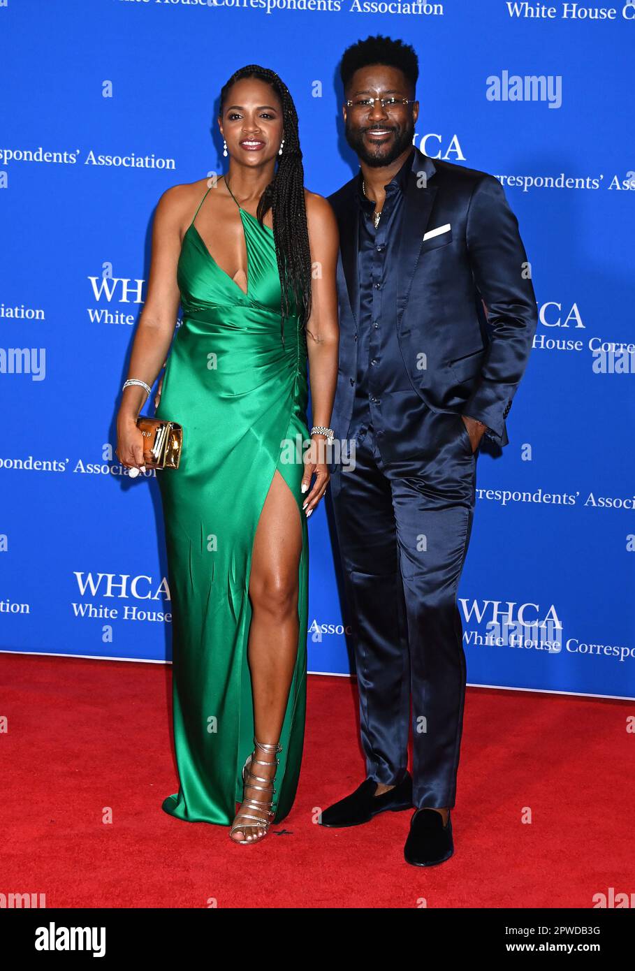 Washington, DC, USA. 29th Apr, 2023. Nate Burleson and Atoya Burleson ...