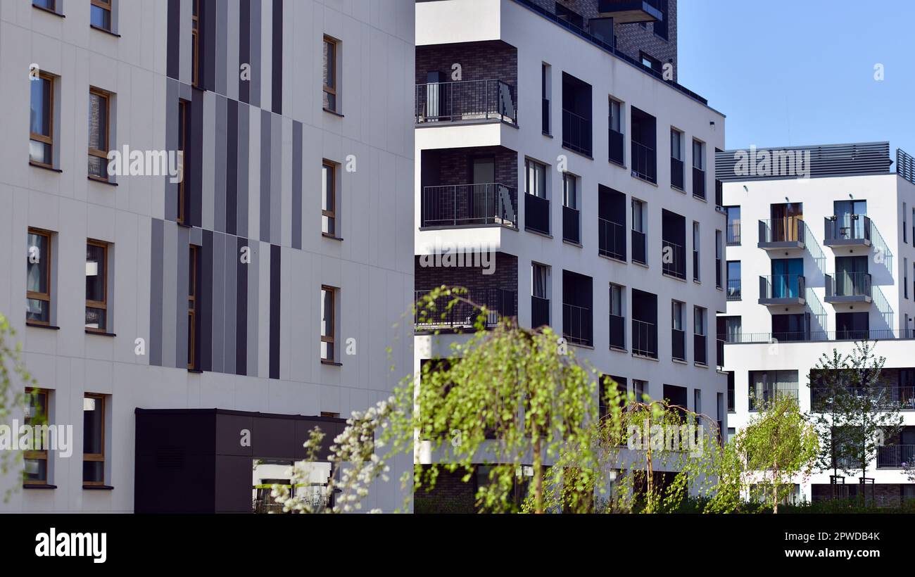 Ecology and green living in city, urban environment concept. Modern ...