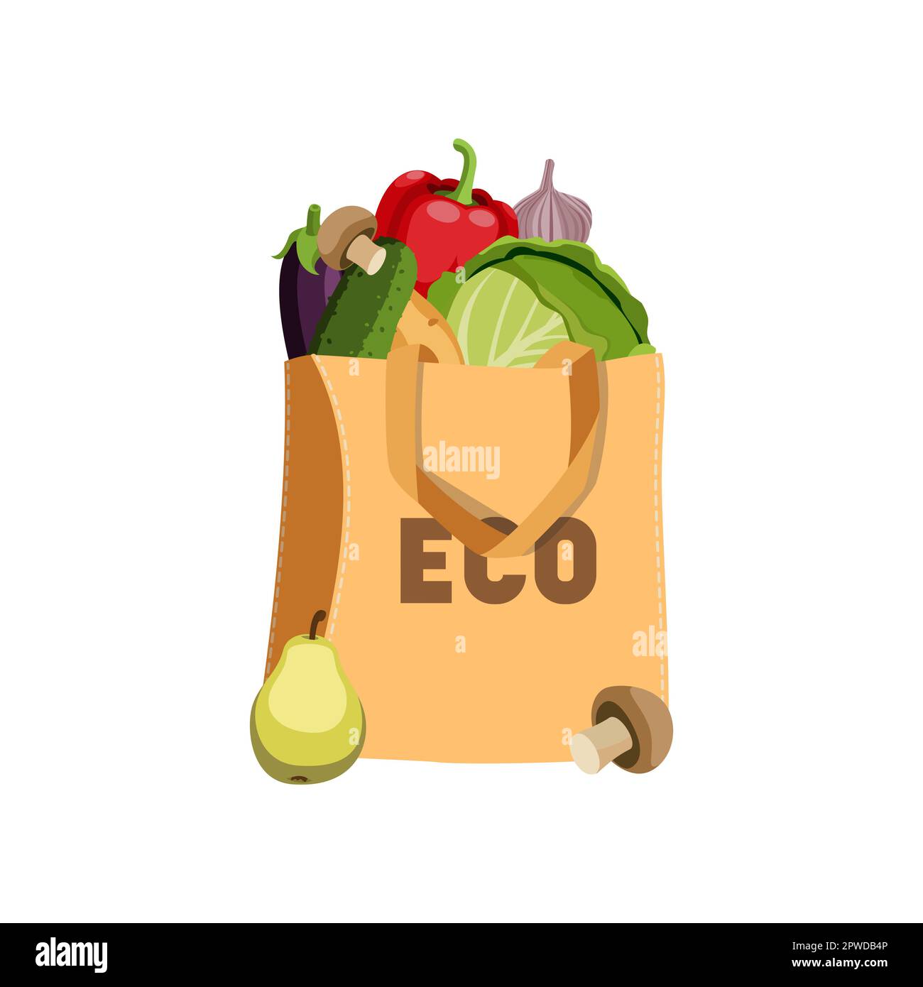 Fresh vegetables in paper bag vector illustration Stock Vector Image ...
