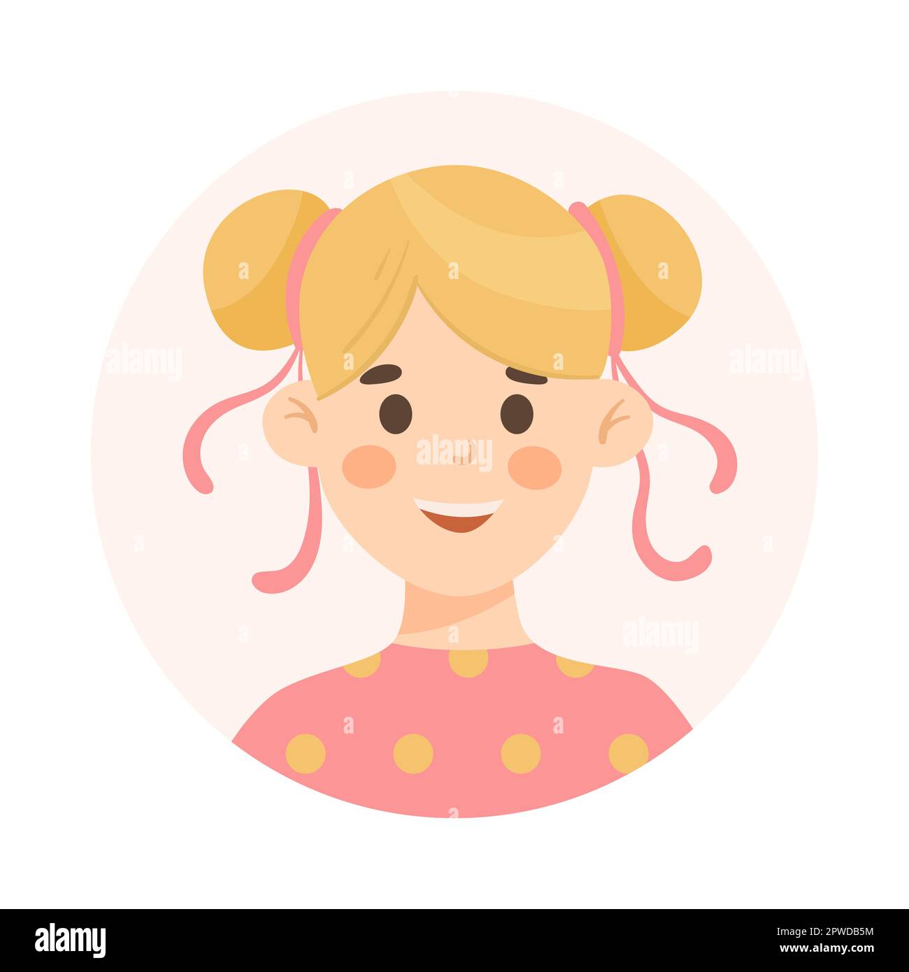 Blonde girl wearing pink dress avatar cartoon illustration Stock Vector ...