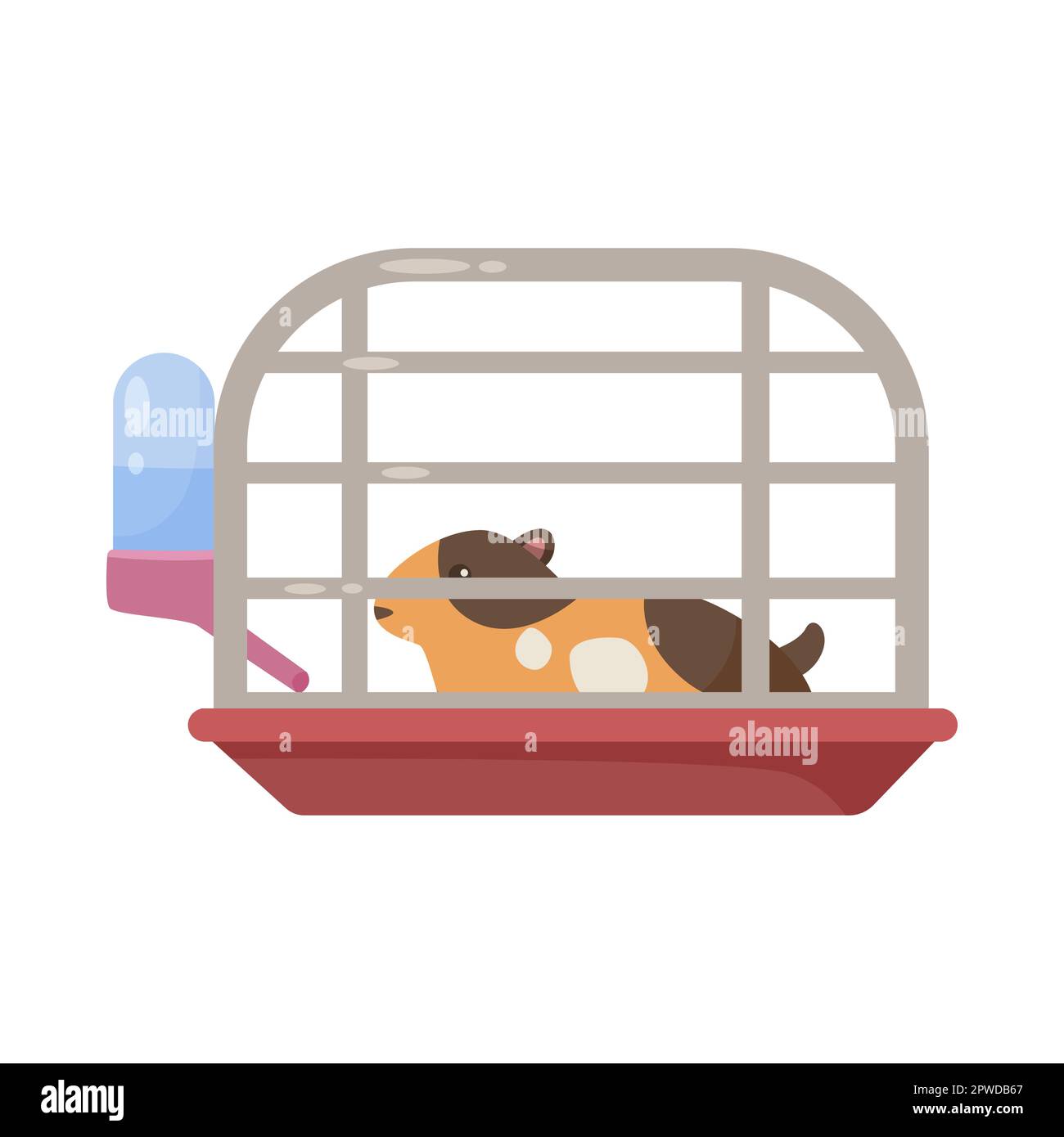 Guinea pig in metal cage cartoon illustration Stock Vector Image & Art ...