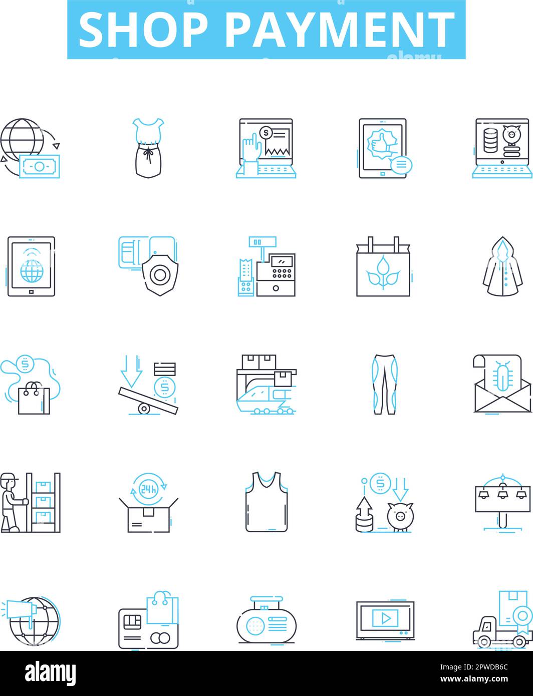 Shop payment vector line icons set. Payment, Shopping, Store, Buy ...
