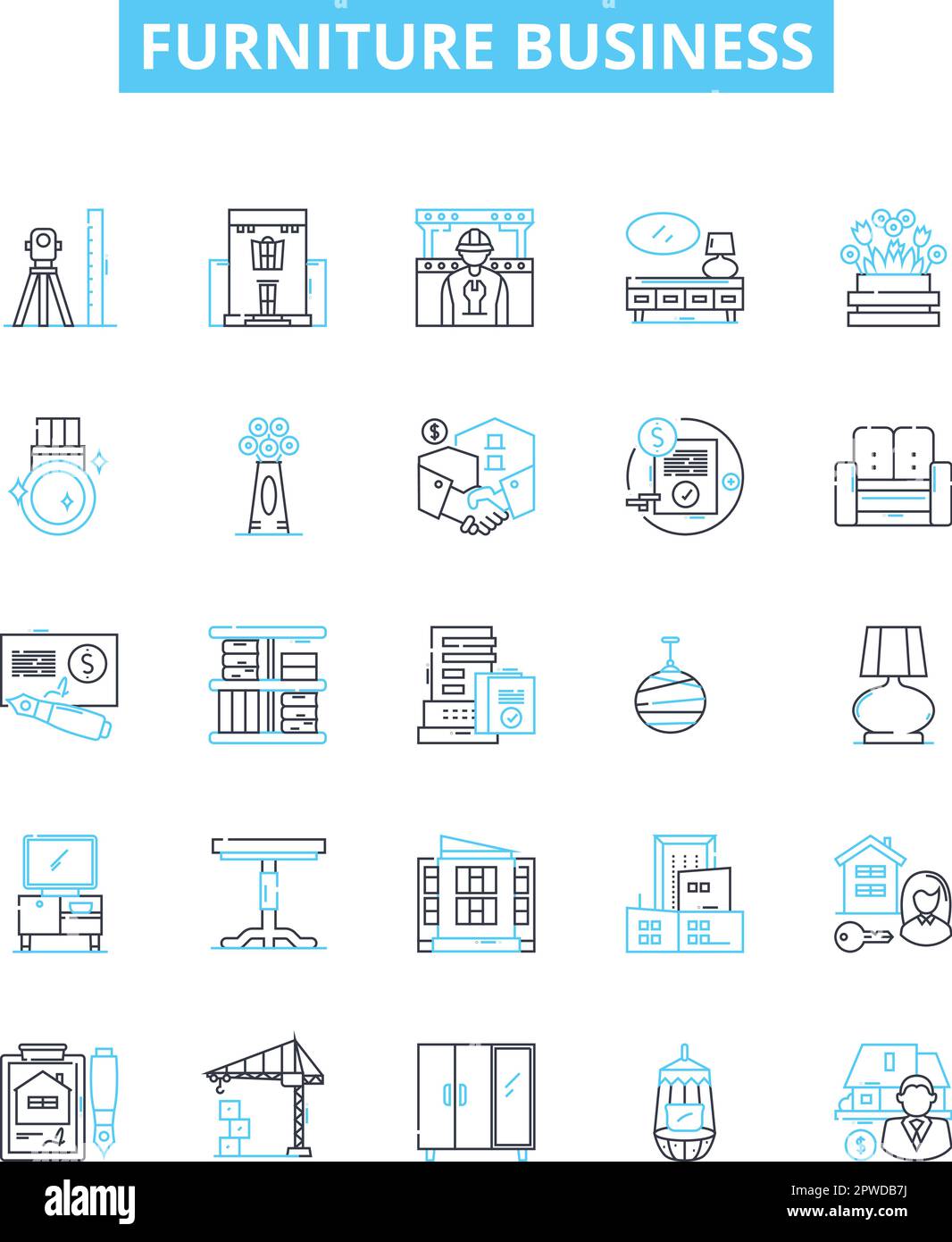 Furniture business vector line icons set. Furniture, business ...