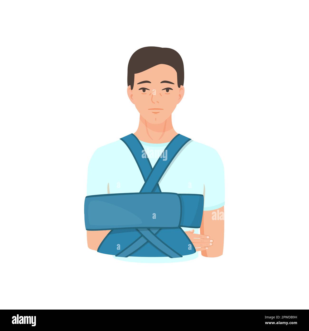 Man with bandaged arm and chest cartoon illustration Stock Vector Image ...