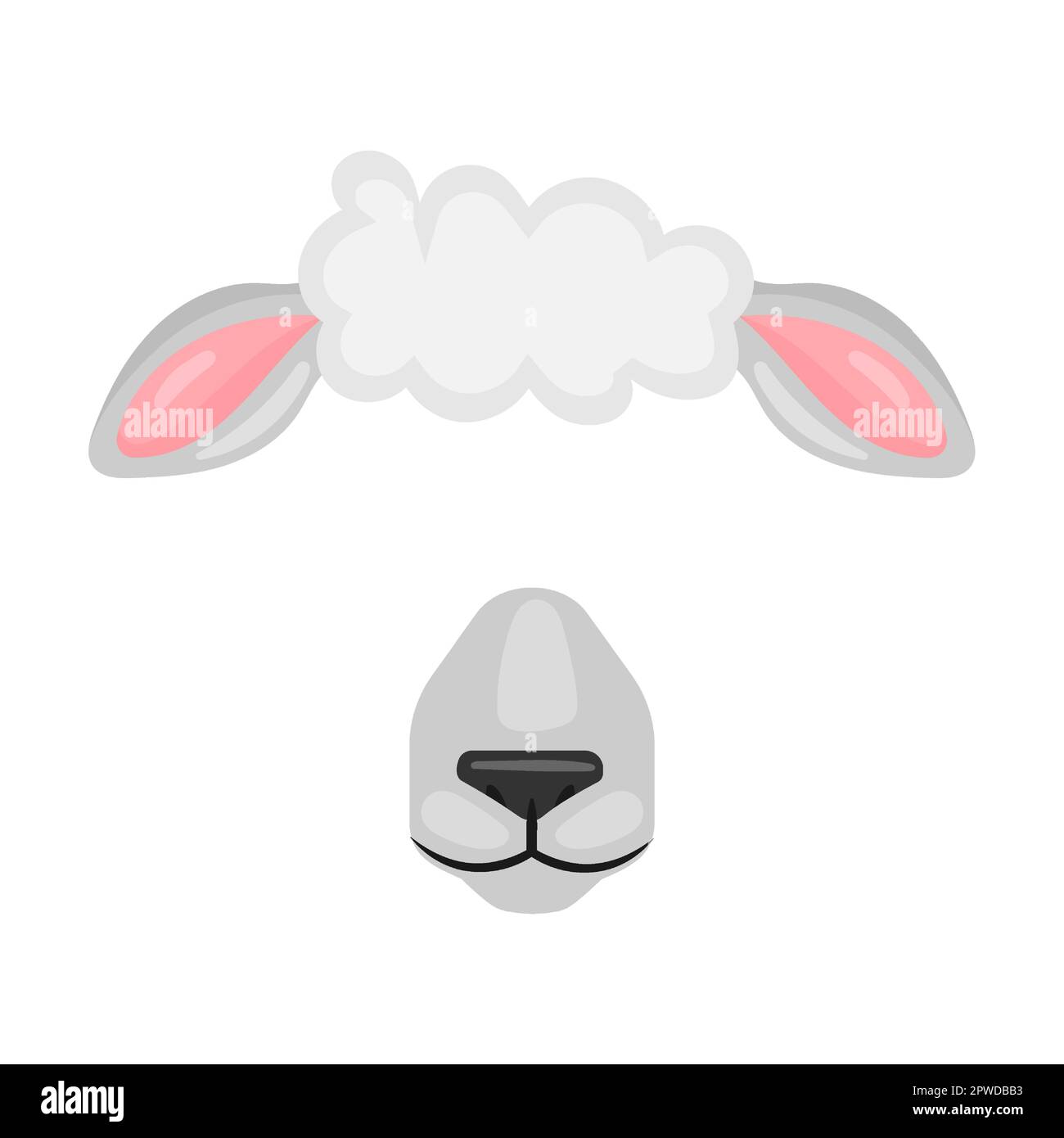 Animal face mask of curly sheep for video and photo set. Vector ...