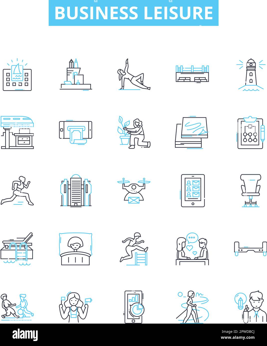 Business leisure vector line icons set. Travel, Shopping, Dining, Sightseeing, Entertainment ...