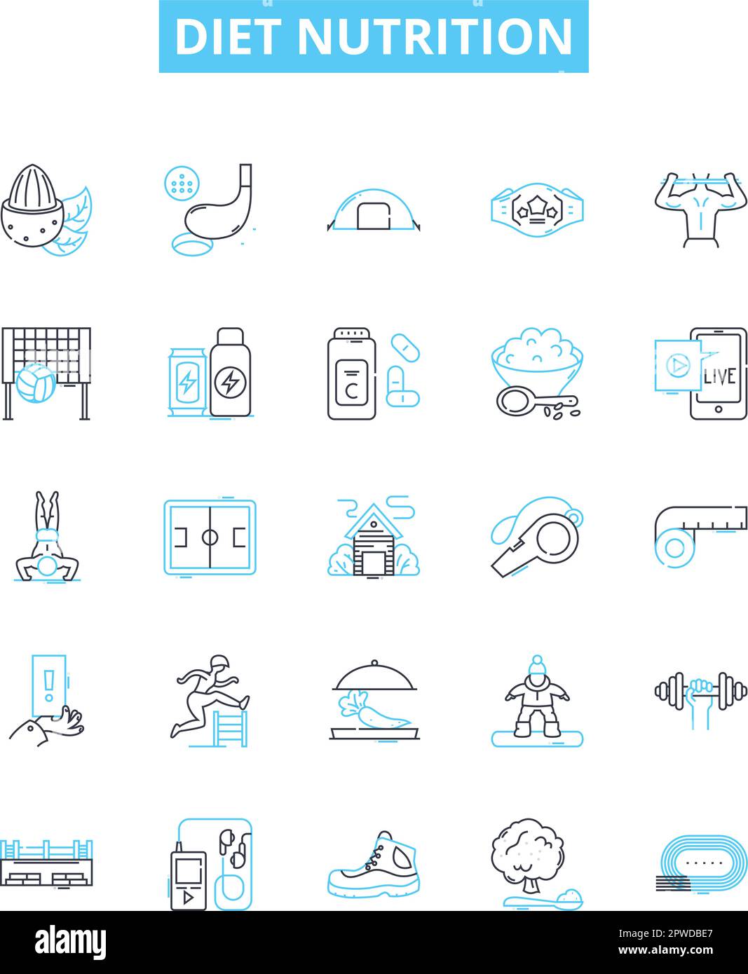 Diet nutrition vector line icons set. diet, nutrition, health, food ...