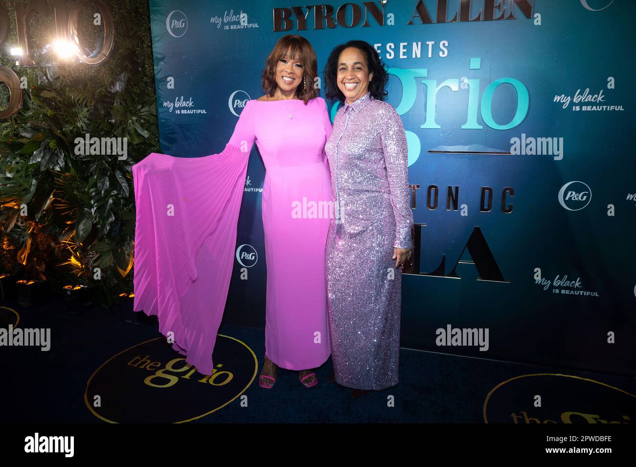 Gayle King, left, and Geraldine Moriba arrive at theGrio’s Washington D ...