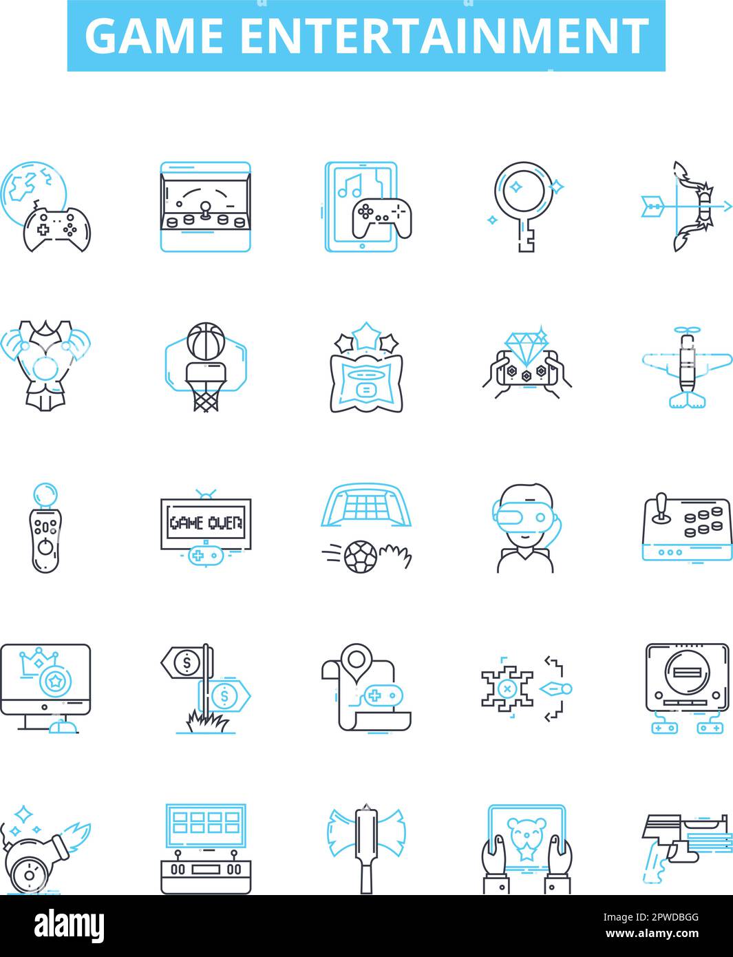 Game entertainment vector line icons set. Gaming, Entertainment, Computer, Video, Console ...