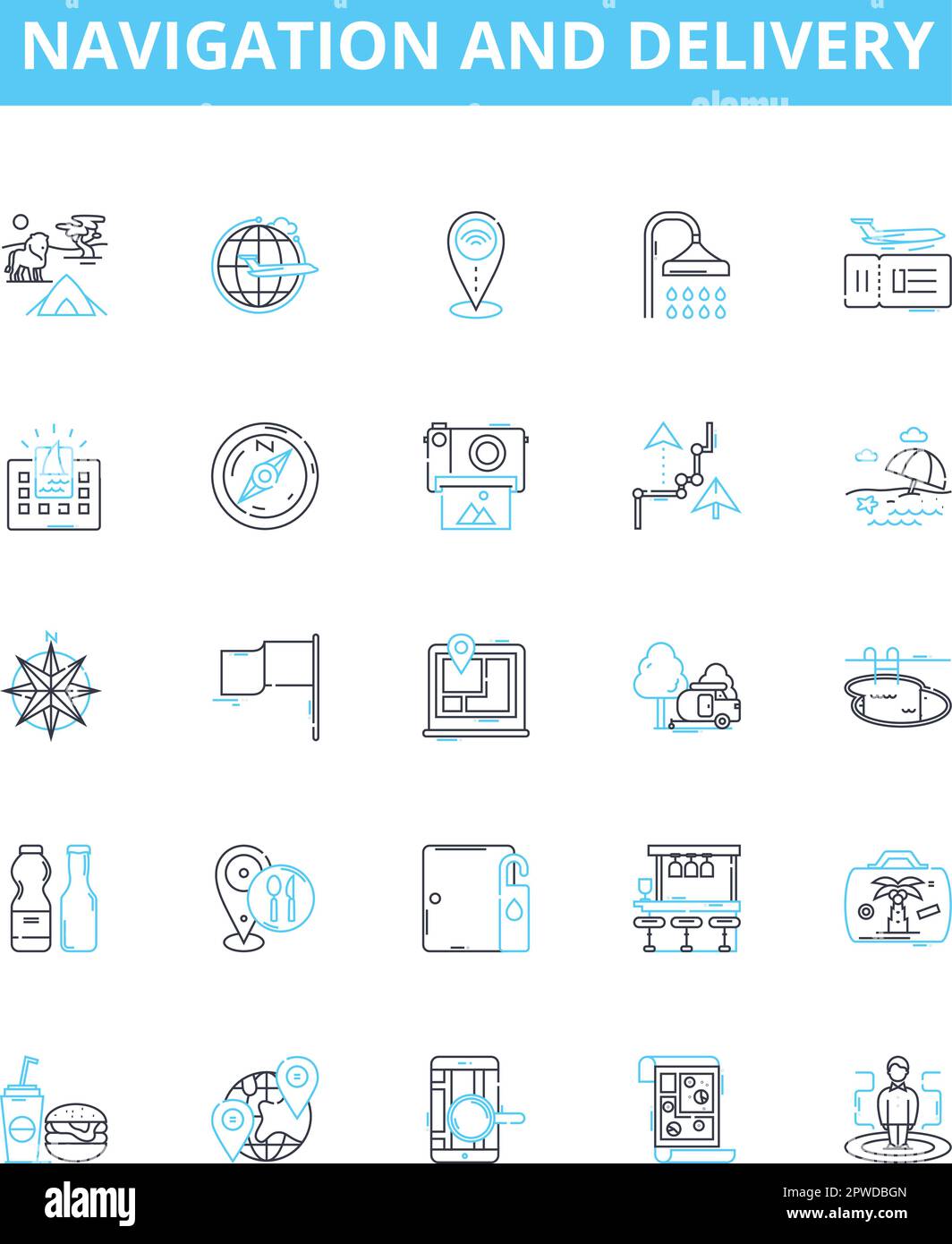 Navigation and delivery vector line icons set. Navigation, Delivery ...