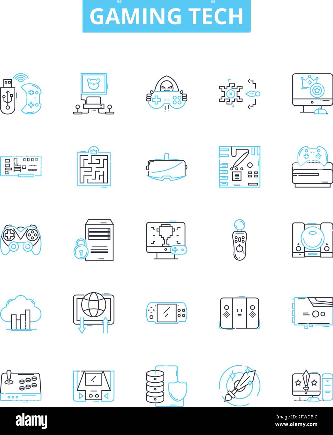 Gaming tech vector line icons set. Gaming, Tech, Console, Controller ...