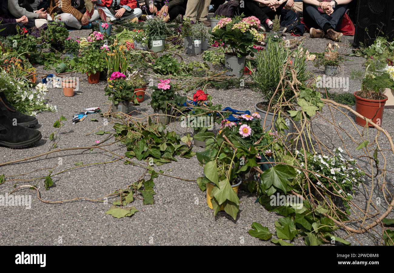 Copenhagen, Denmark, April 28, 2023. Extinction Rebellion demonstrates ...