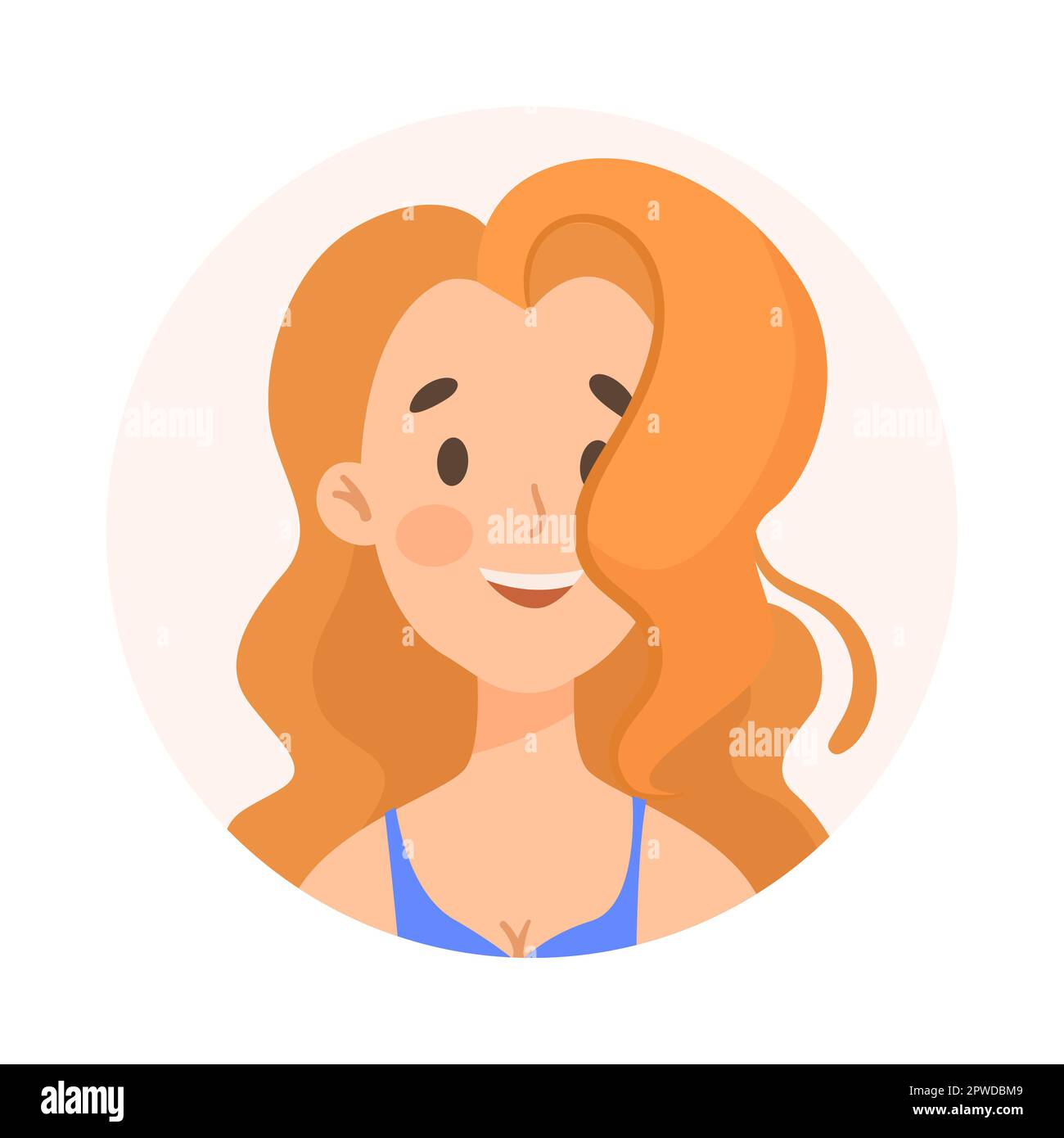 Red-haired woman in dress avatar cartoon illustration Stock Vector ...
