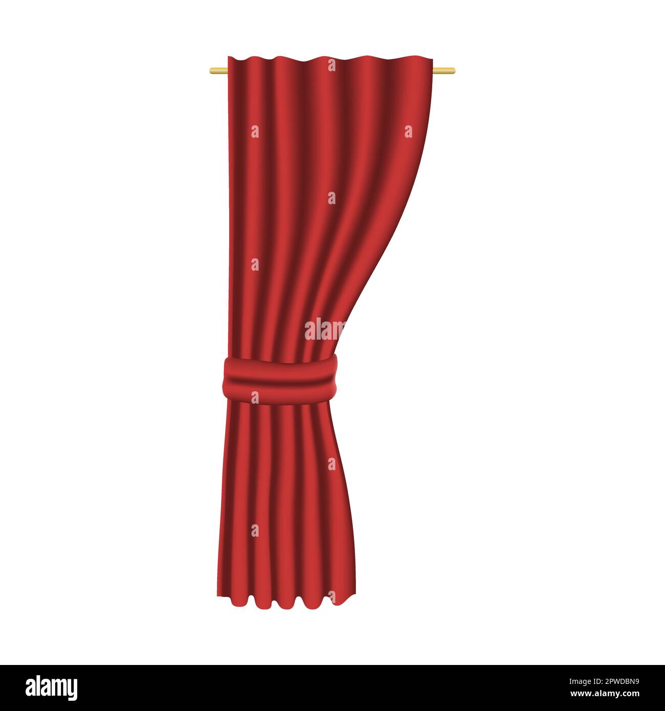 side part of Curtain made of red fabric cartoon vector illustration ...