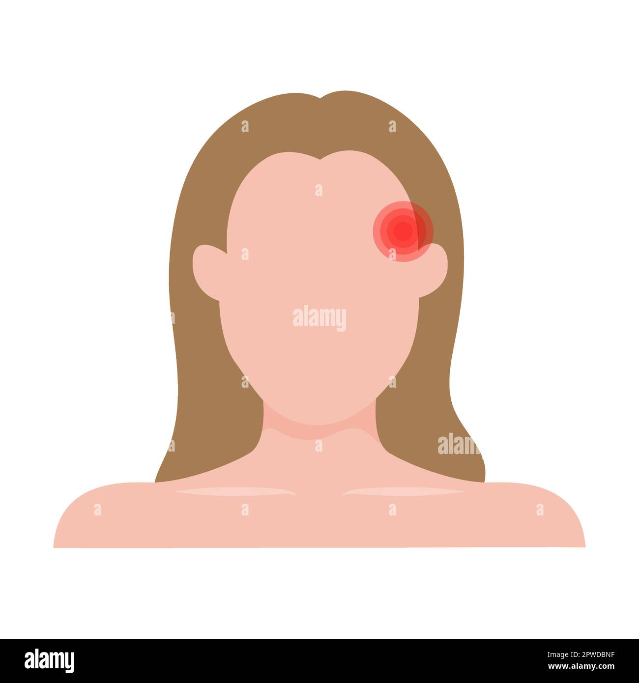 throbbing headache in temple. Traumas of skin on body part. Vector ...
