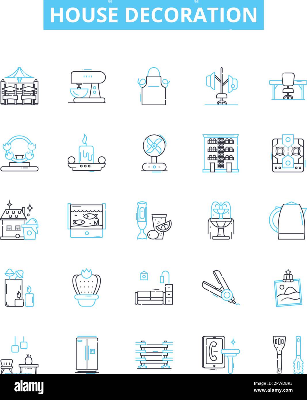 House decoration vector line icons set. Decorate, Furnish, Interior ...