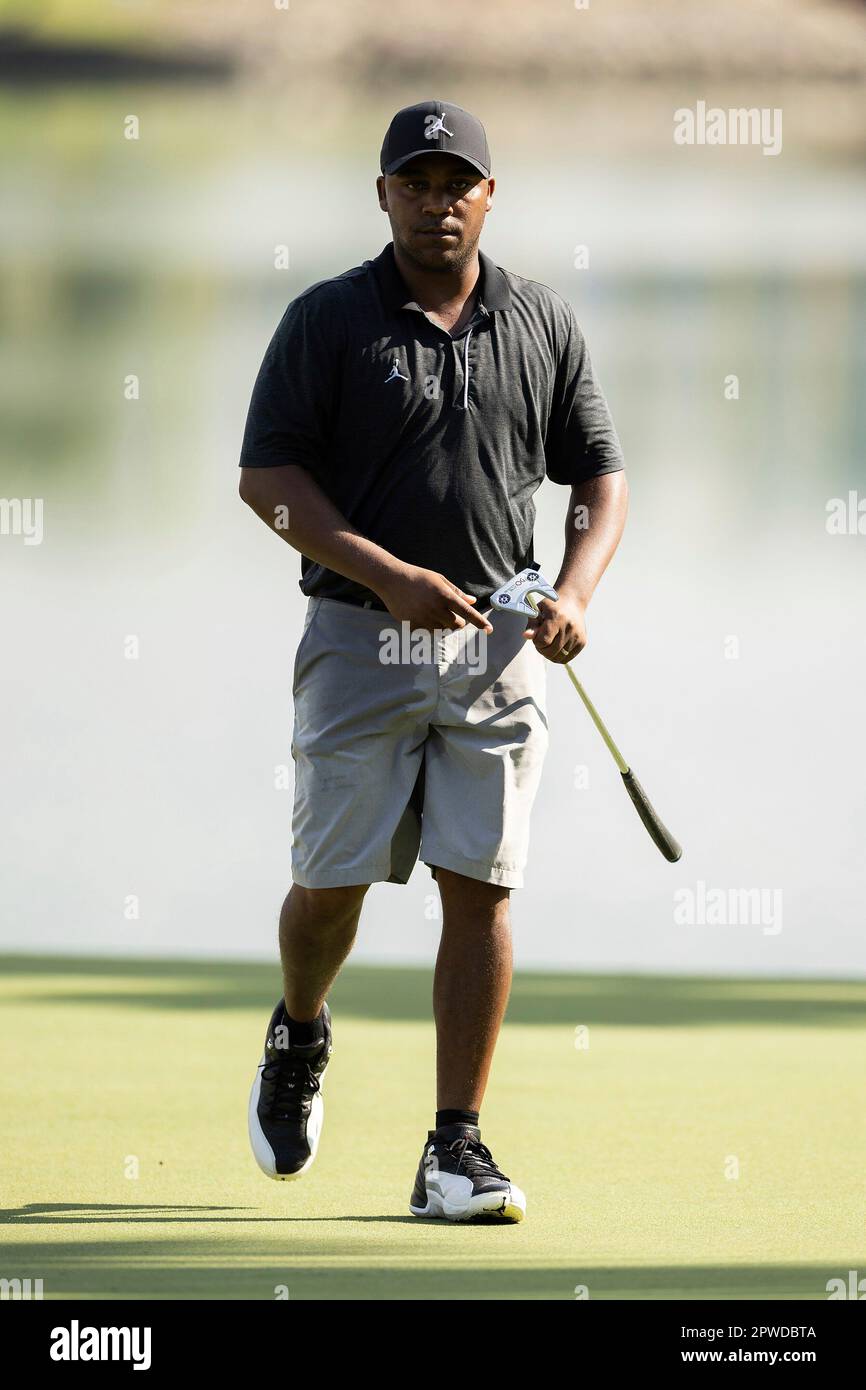 Harold Varner III of RangeGoats GC seen on the fourth green during the ...