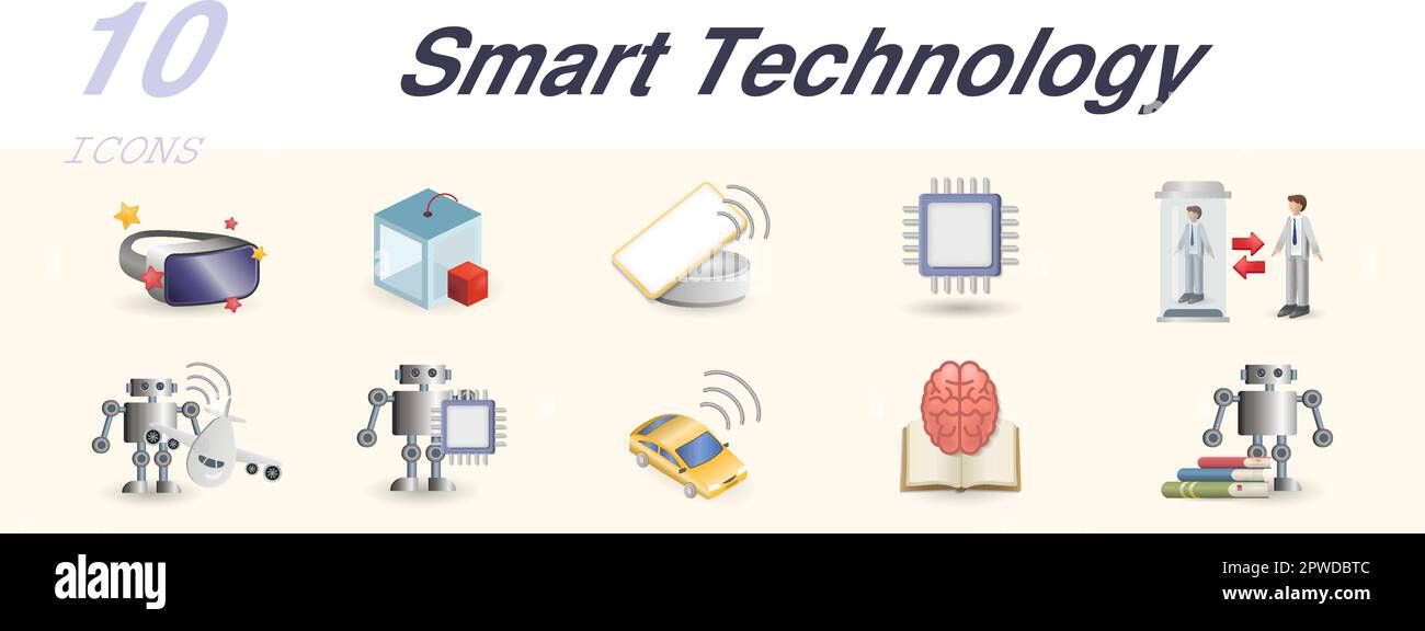 Smart technology set. Creative icons: virtual reality helmet, 3d ...