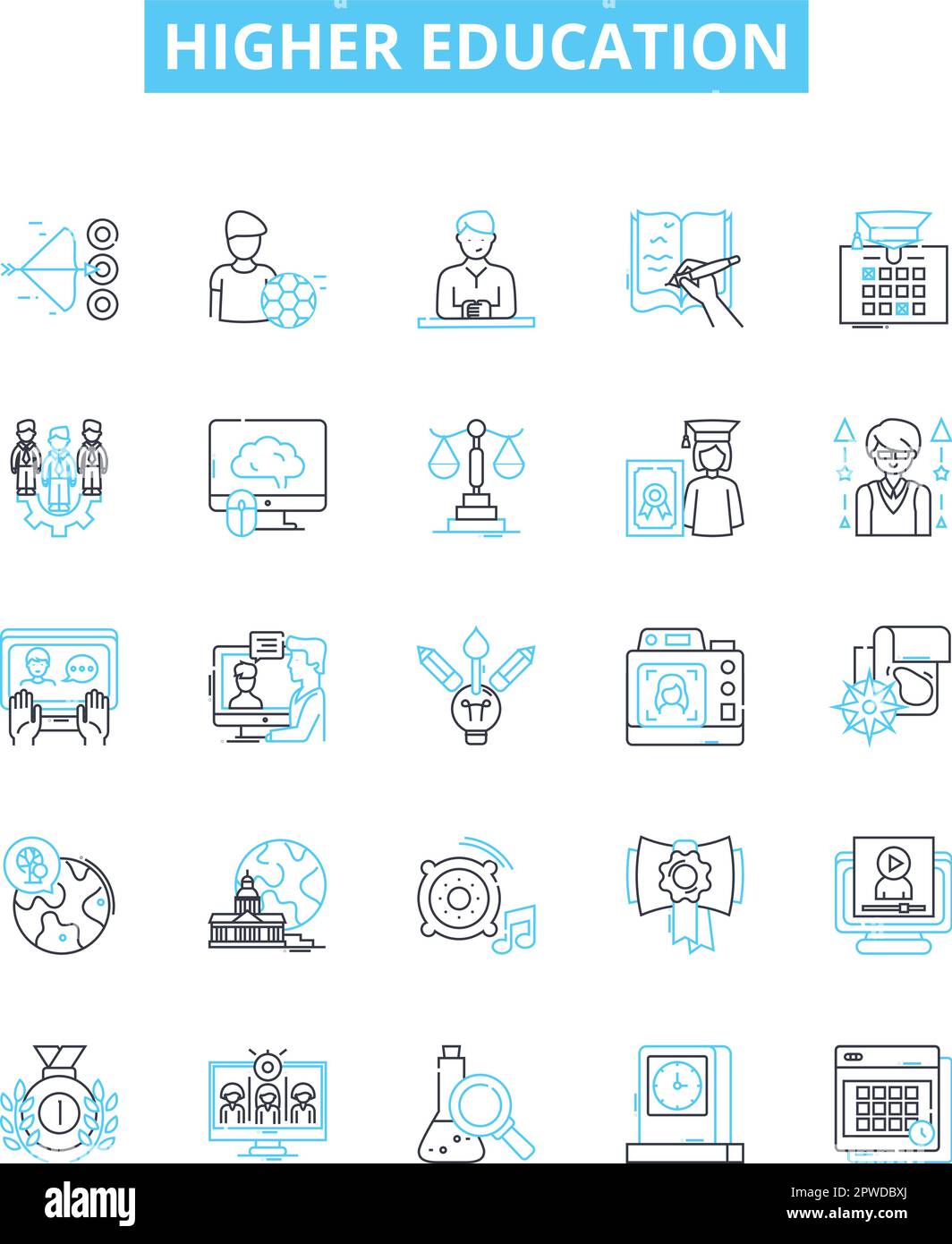 Higher education vector line icons set. Education, Higher, College ...