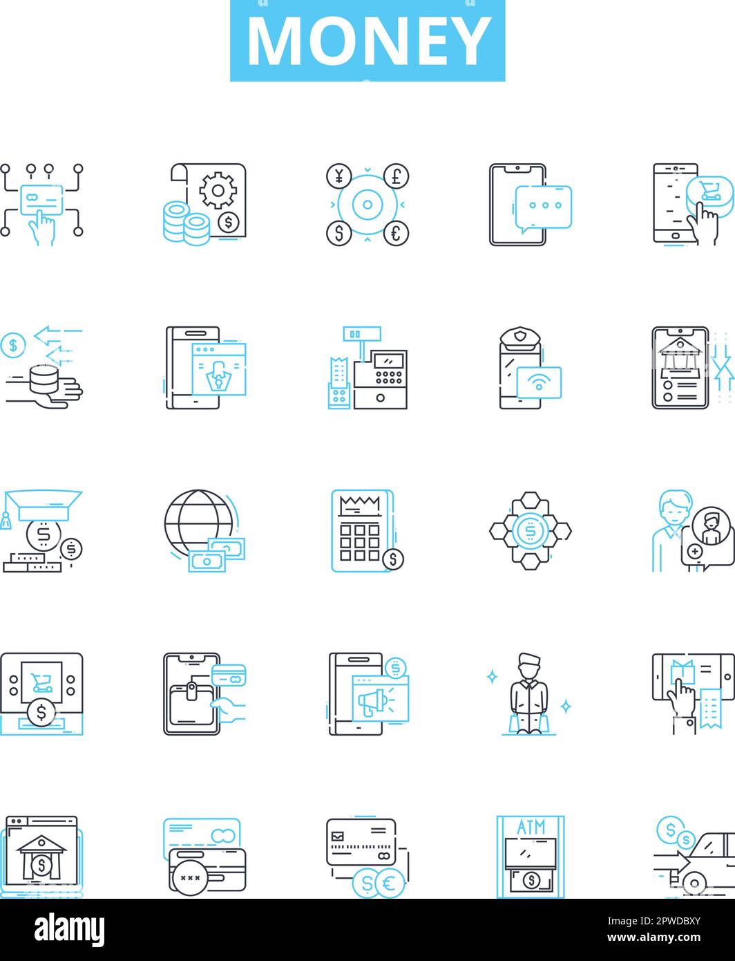 Money vector line icons set. Cash, Funds, Riches, Currency, Capital ...