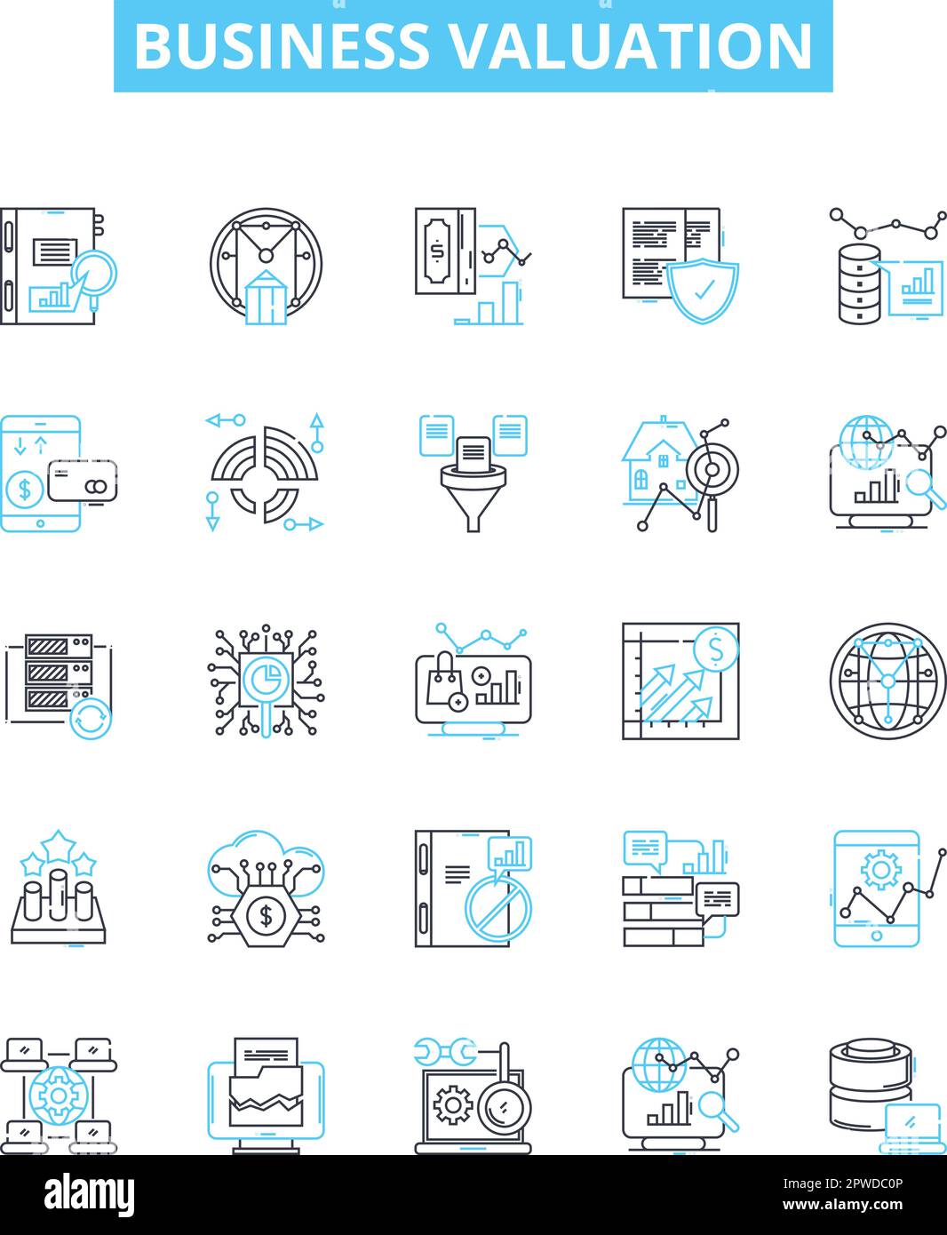 Business valuation vector line icons set. Valuation, Business, Analysis ...