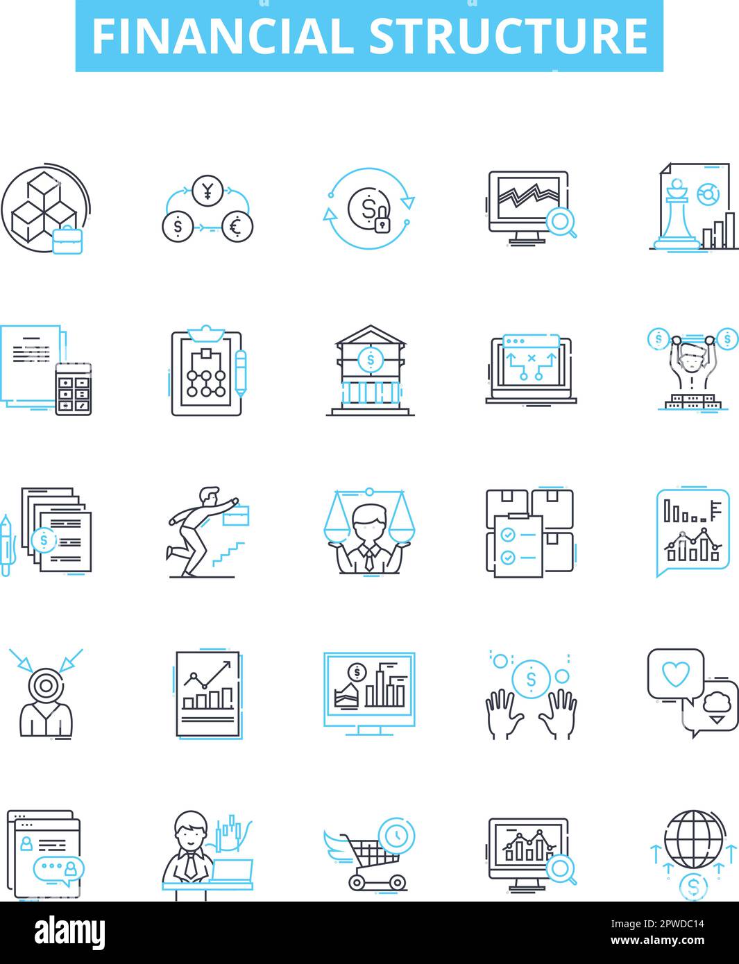 Financial structure vector line icons set. Finance, Structure, Capital ...
