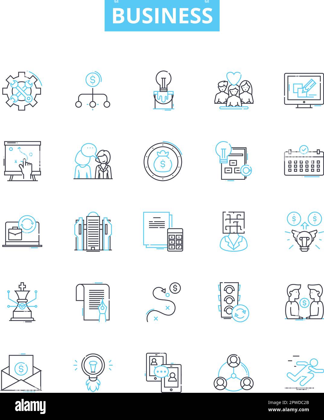 Business vector line icons set. Company, Venture, Market, Entrepreneur ...