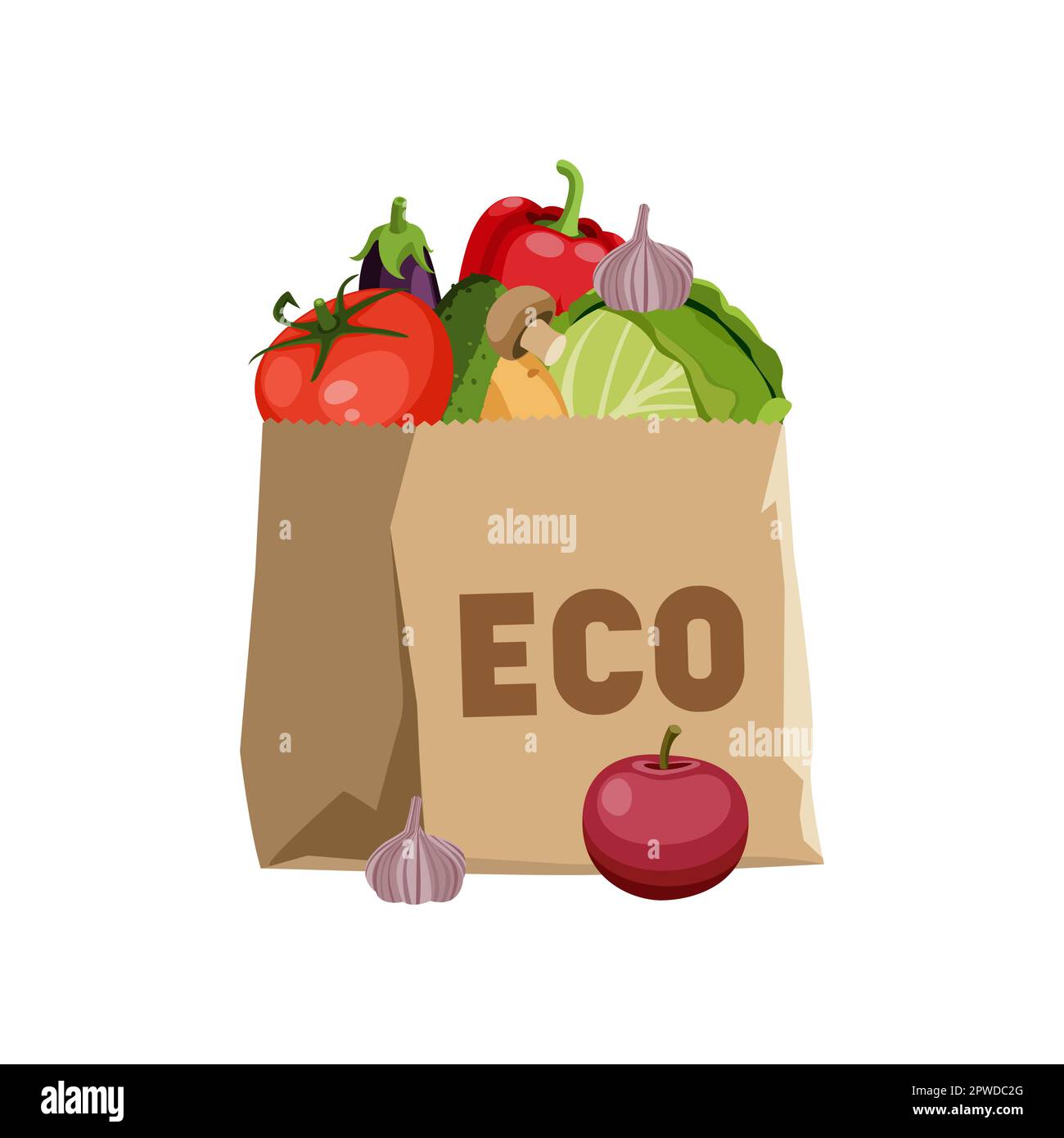Fresh vegetables in paper package vector illustration Stock Vector ...