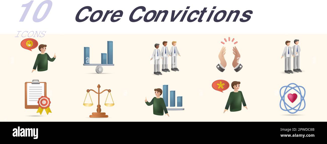 Core convictions set. Creative icons: fun, stability, diversity ...