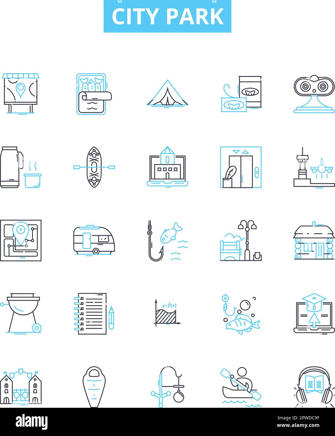 City park vector line icons set. Park, City, Green, Recreation ...